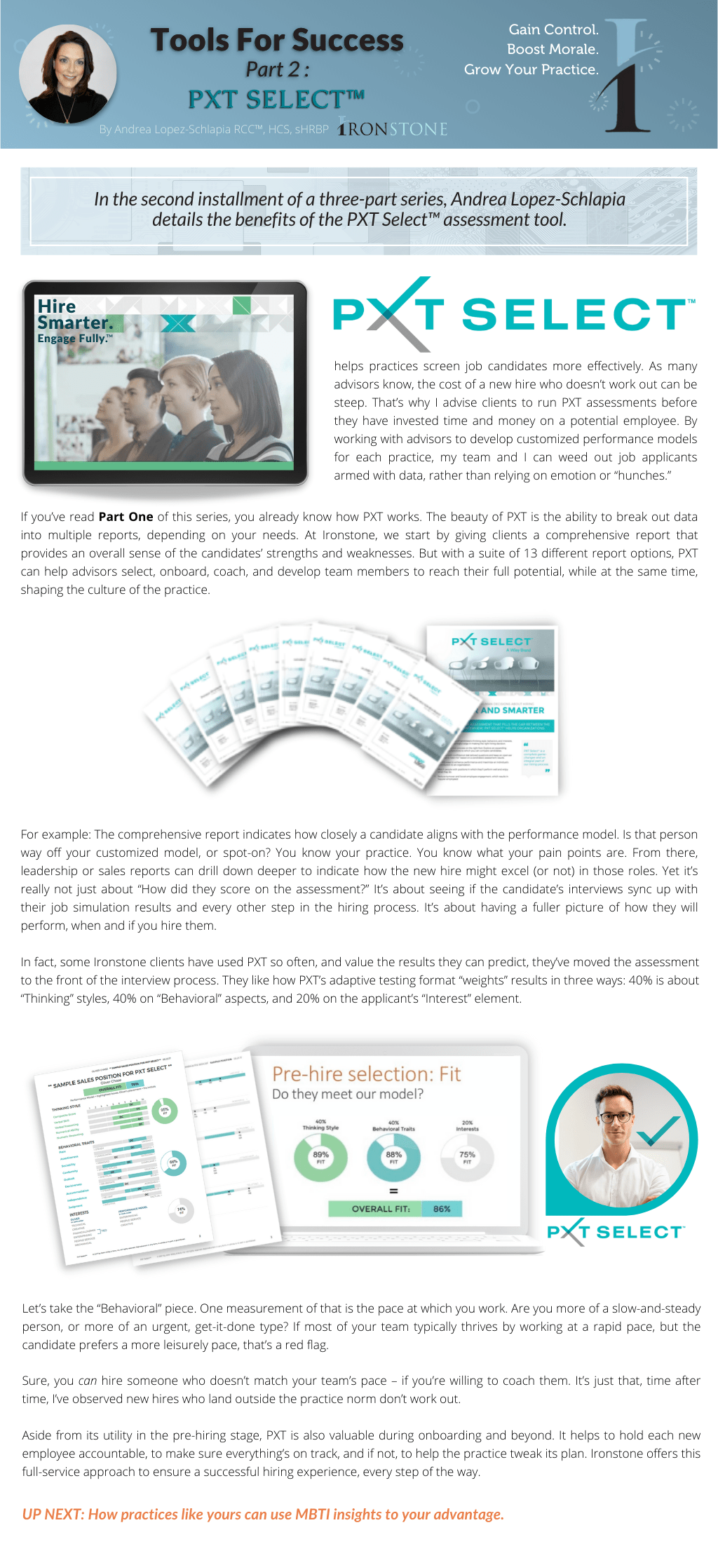 Tools For Success – Part 2: PXT SELECT™ - Ironstone